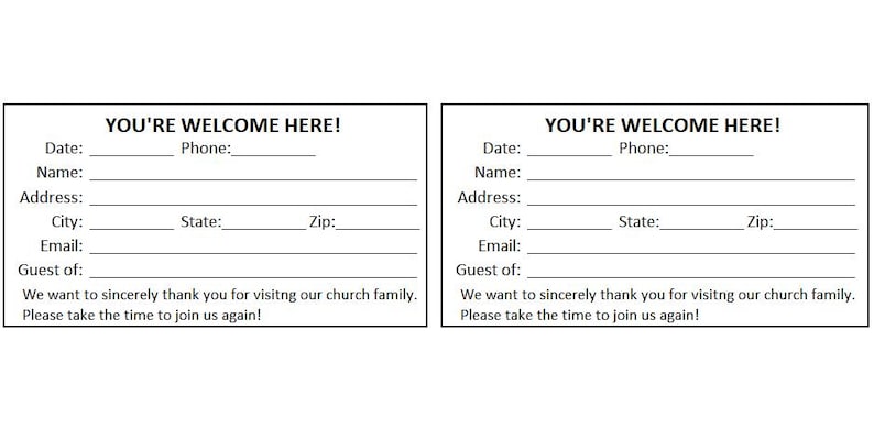 Editable Church Visitor Card Template, DIY Editable Church Visitor ...
