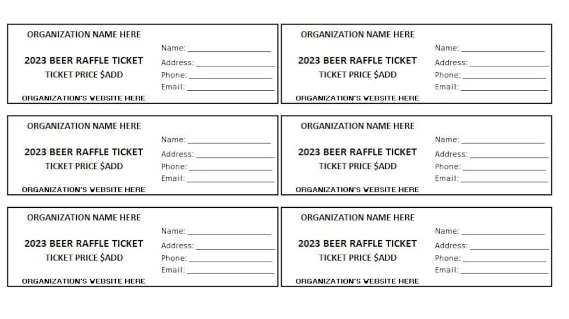 Editable Beer Raffle Ticket, Beer Raffle, Enter to Win Printable Ticket ...