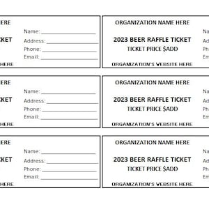 Beer Raffle Ticket Template - Etsy