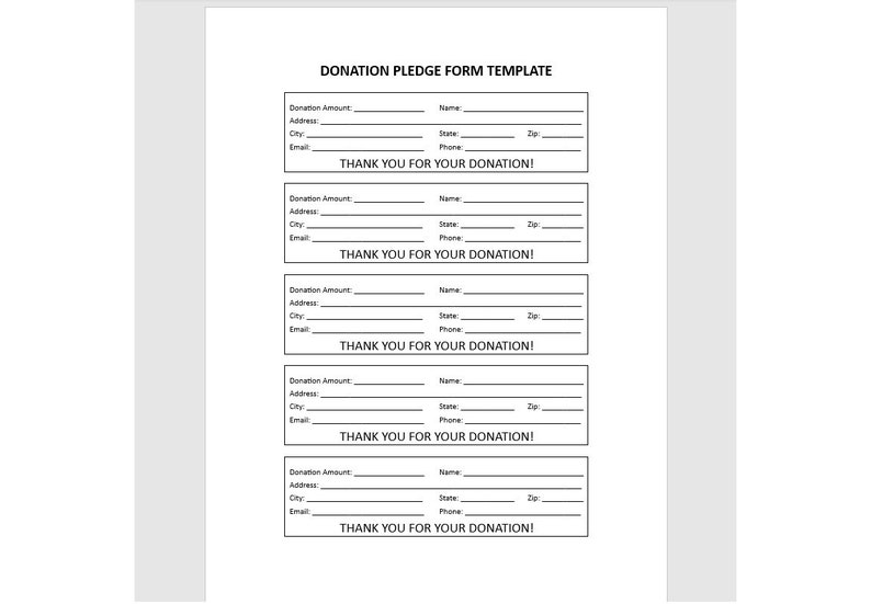 Editable Donation Pledge Form Template, Editable Word Template ...