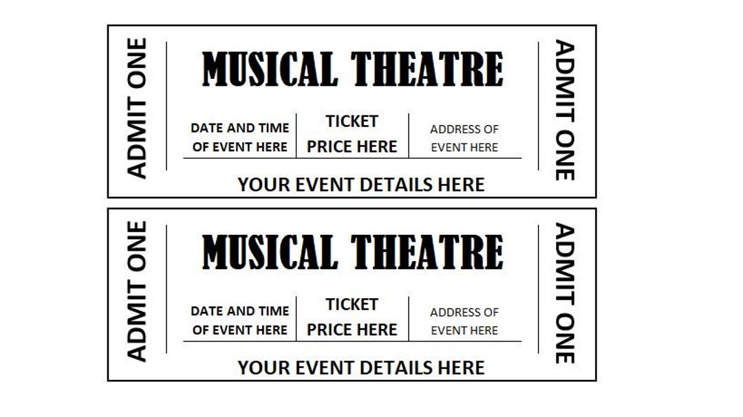 Editable Musical Theatre Event Ticket, Event Ticket Printables ...