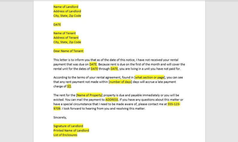 Unpaid Rent, Unpaid Rent Letter Template, Unpaid Rent Letter, Unpaid Rent Template, Word ...