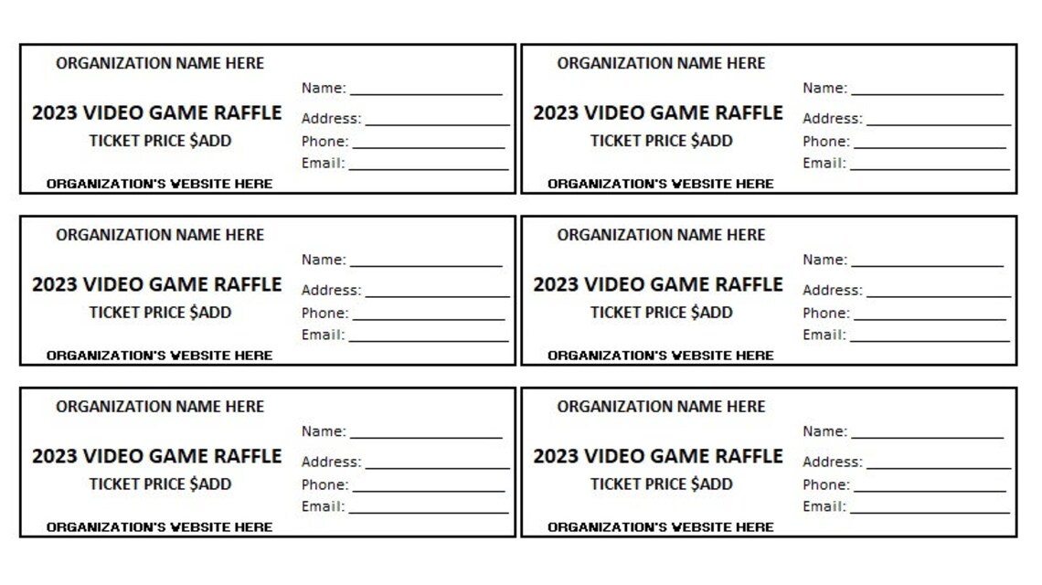 Editable Video Game Raffle Ticket, Video Game Raffle, Enter to Win ...