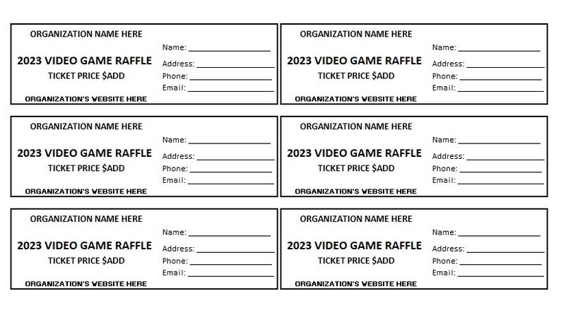 Editable Video Game Raffle Ticket, Video Game Raffle, Enter to Win ...