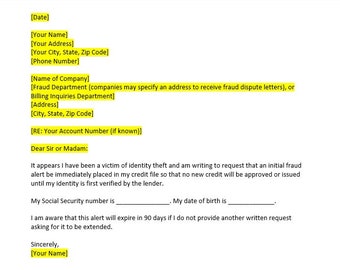Credit Bureau Letter Template - Etsy