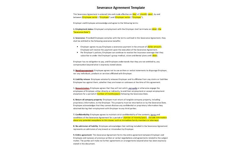 Severance Agreement, Severance Agreement Template, Agreement, Agreement ...
