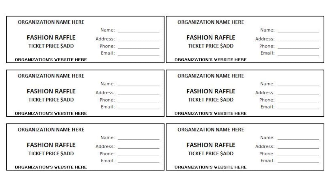 Editable Fashion Raffle Ticket, Fashion Raffle, Enter to Win Printable ...