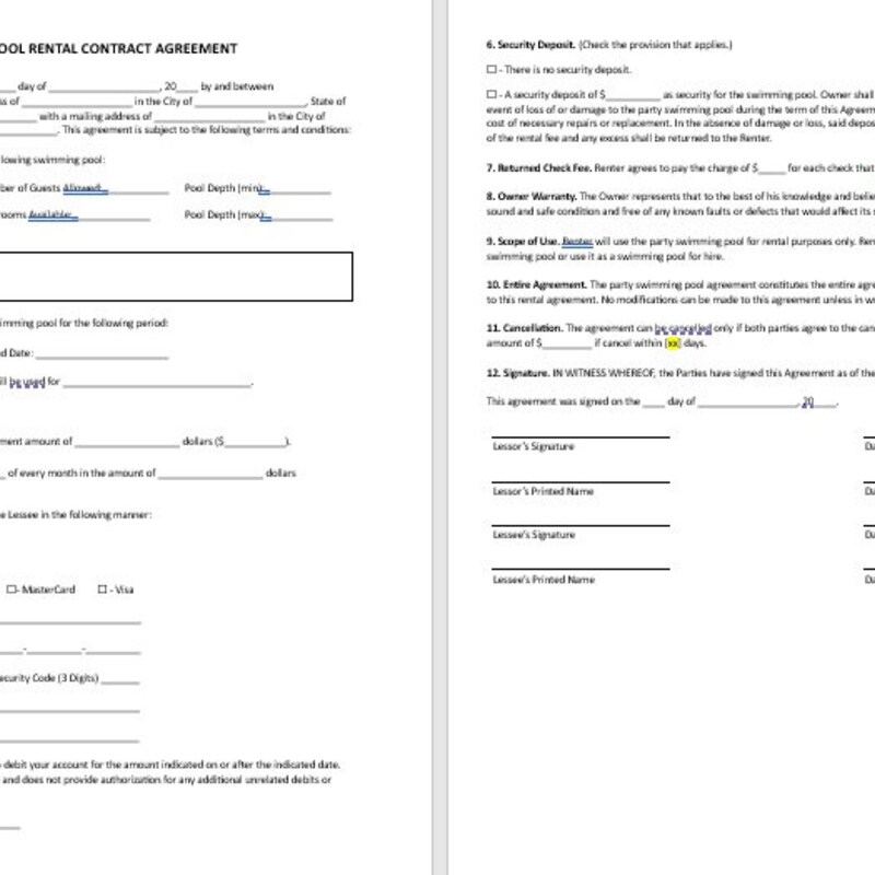 Pool Agreement - Etsy