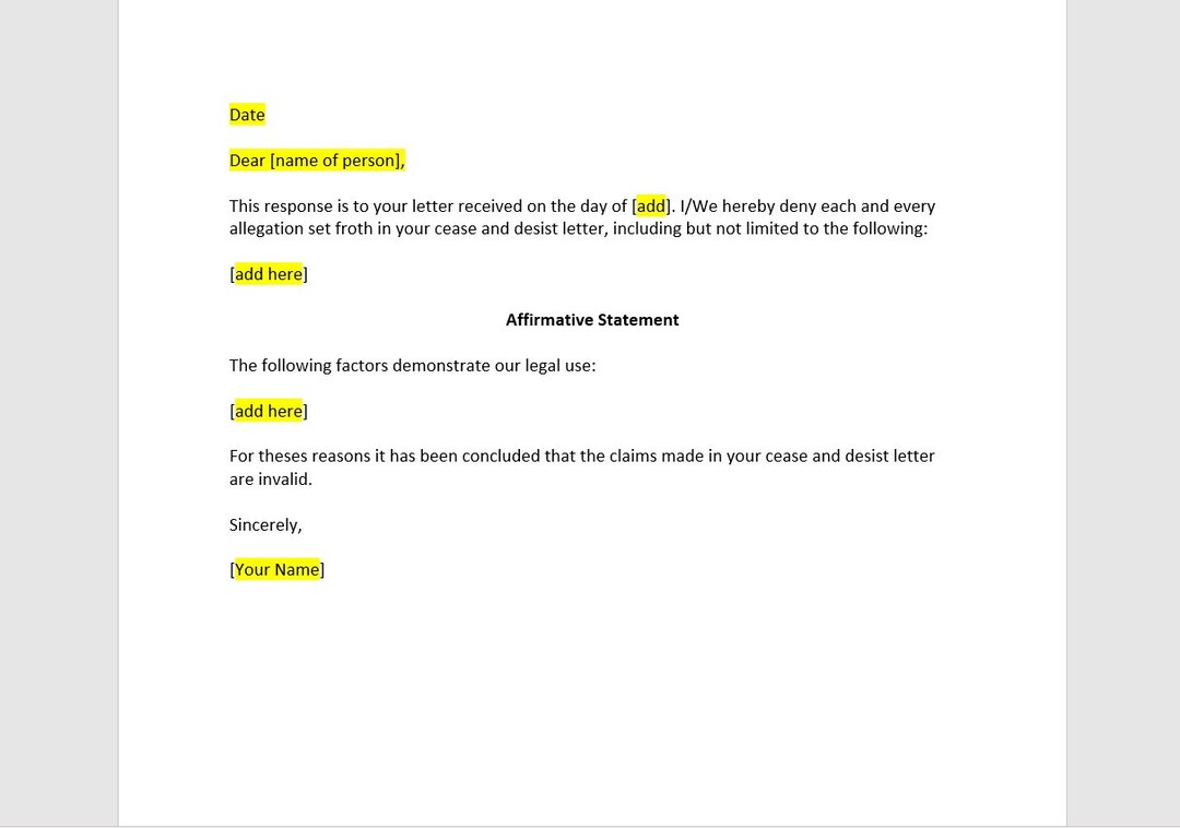 Cease And Desist Response Cease And Desist Response Letter Template Cease And Desist Response Cease And Desist Response Letter Template