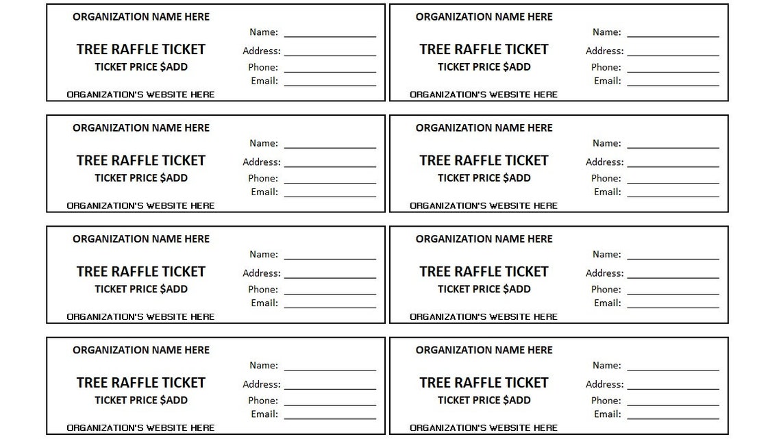 Editable Tree Raffle Ticket, Tree Raffle, Enter to Win Printable Ticket ...