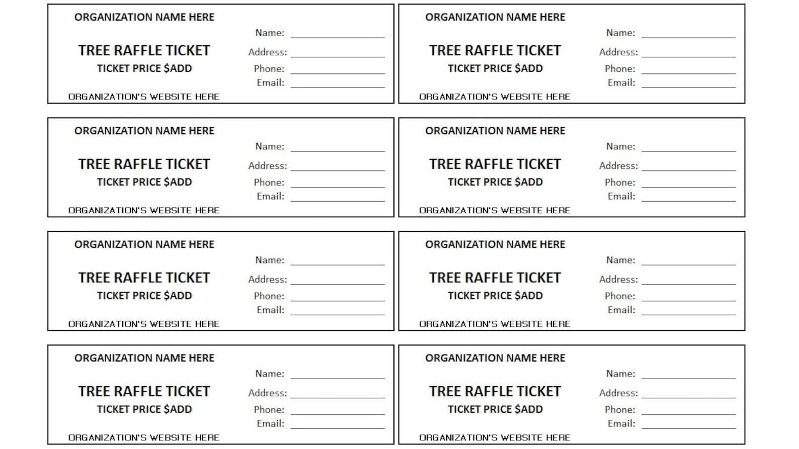 Editable Tree Raffle Ticket, Tree Raffle, Enter to Win Printable Ticket ...