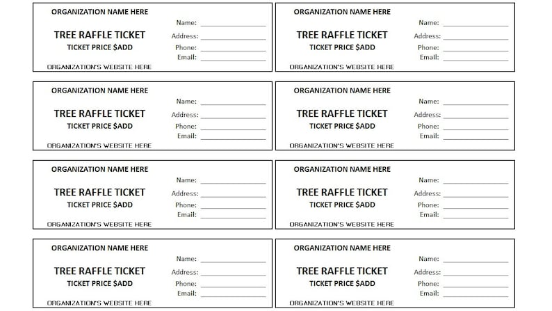 Editable Tree Raffle Ticket, Tree Raffle, Enter to Win Printable Ticket ...