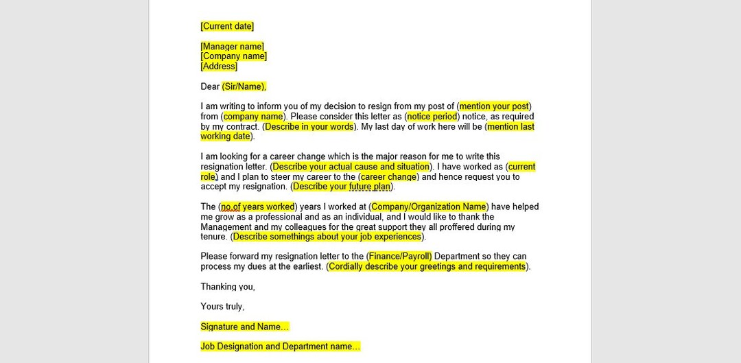 Career Change Resignation Letter, Resignation Letter, Resignation ...