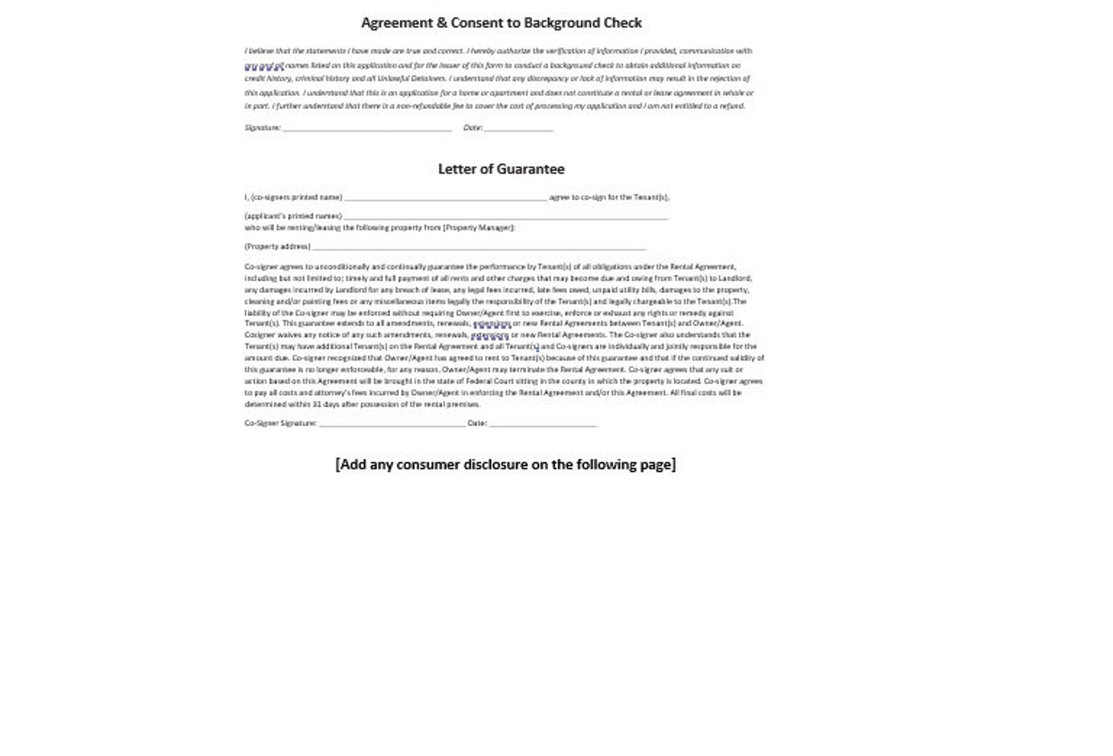 Cosigner Rental Application Template, Rental Application, Rental ...