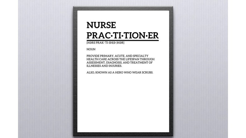 Nurse Practitioner Definition Print, Registered Nurse Student Gift ...