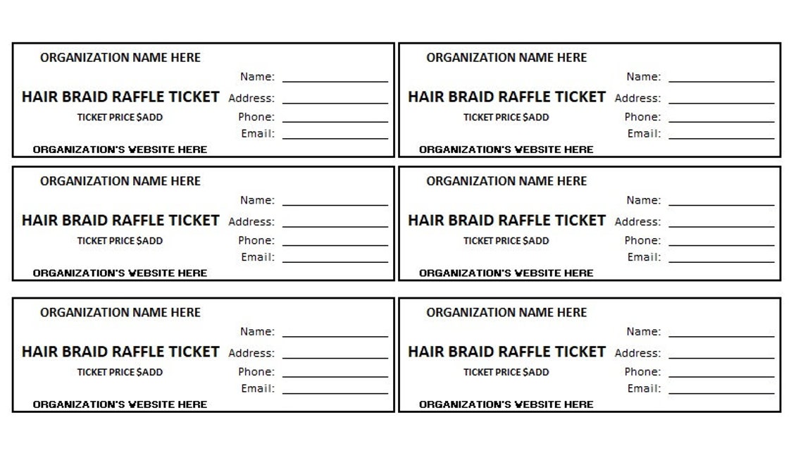 Editable Hair Braid Raffle Ticket, Hair Braid Raffle, Enter to Win ...
