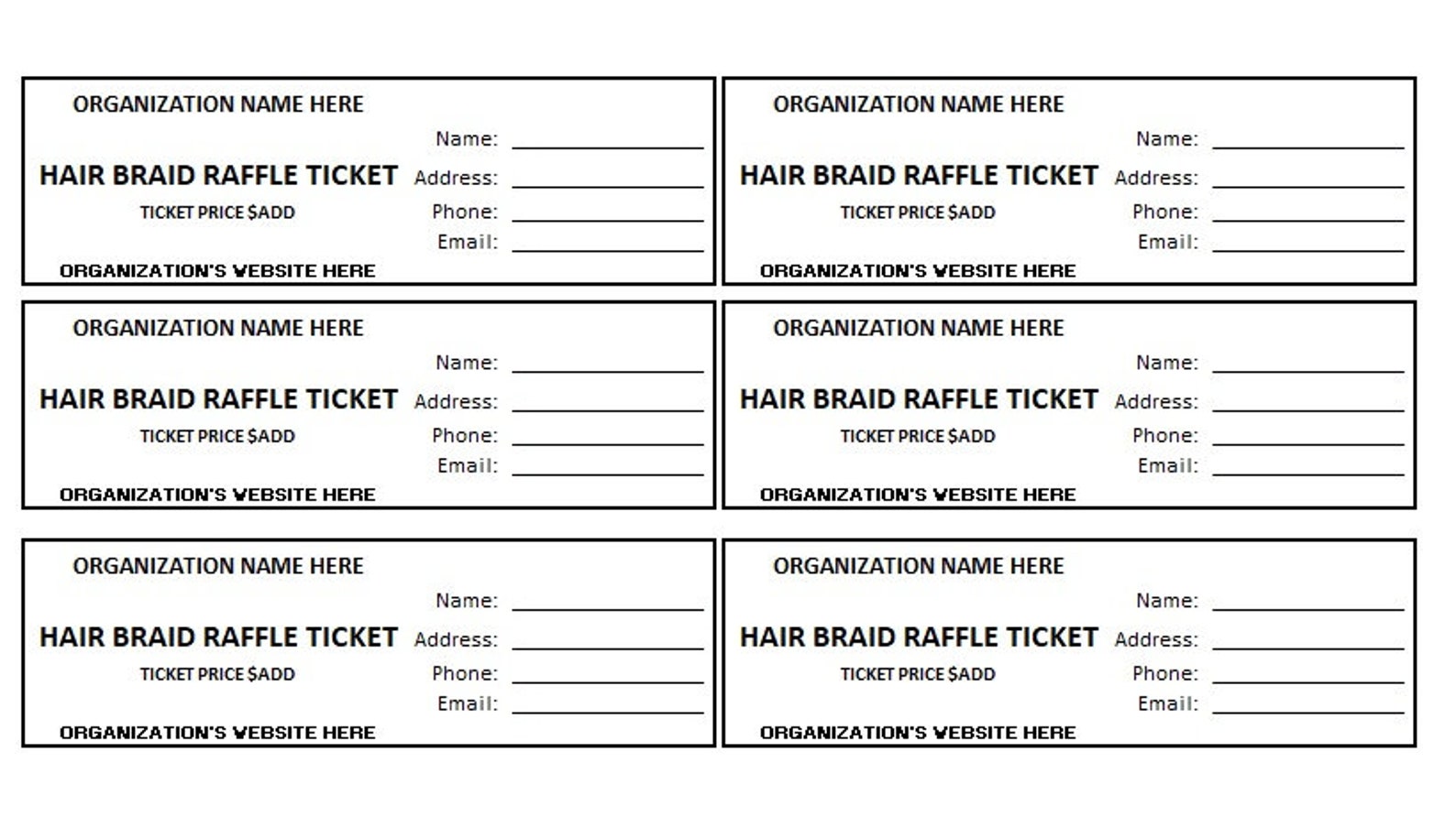 Editable Hair Braid Raffle Ticket, Hair Braid Raffle, Enter to Win ...