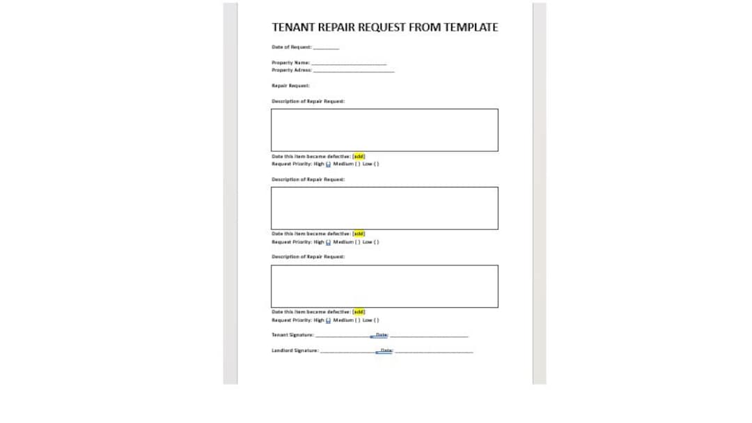 Tenant Maintenance Request Form Template, Maintenance Request Form ...