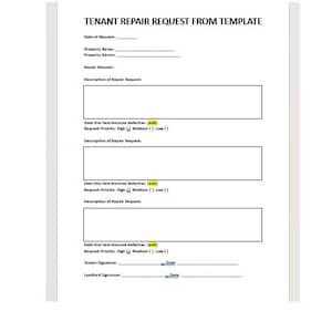 Tenant Request Form Template - Etsy