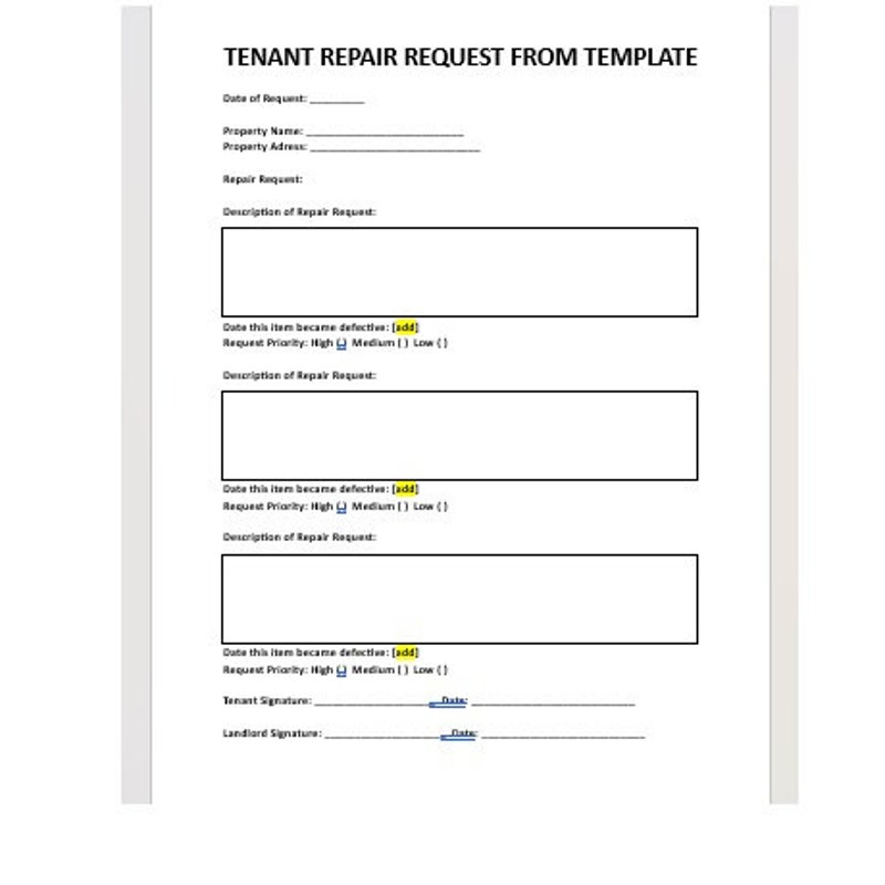 Maintenance Request Form - Etsy
