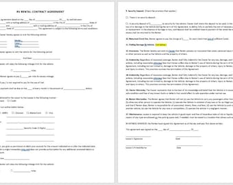 RV Rental Agreement Contract, RV Rental Contract Template, Rental ...