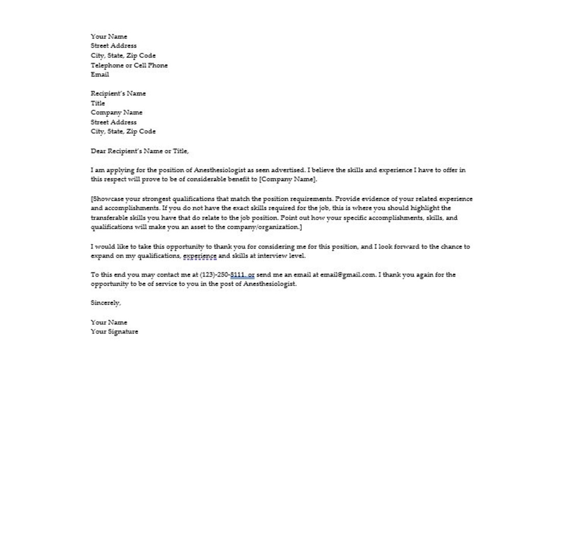 Anesthesiologist Basic Resume Template Word Basic Resume and - Etsy