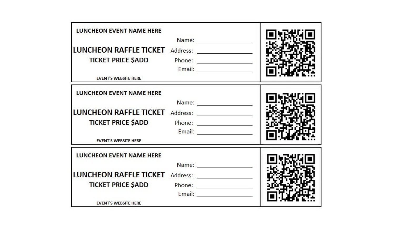 Editable Womens Luncheon Printable Raffle Ticket, Enter to Win ...