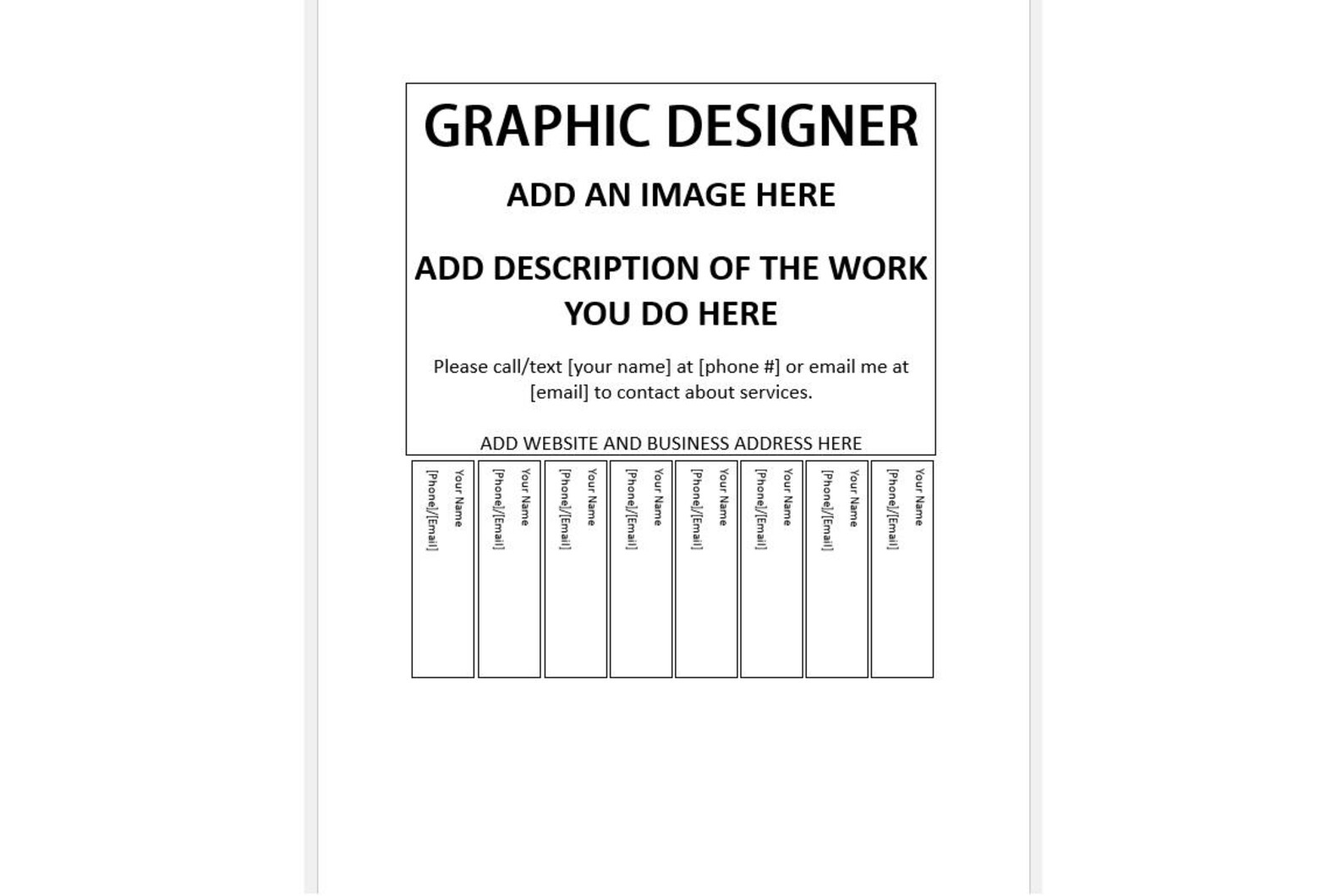 Editable Graphic Designer Services Tear-off Flyer, Graphic Designer Ad ...