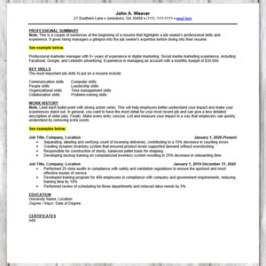 Basic Resume Template Word, Basic Resume and Reference Template for MS Word, Editable Resume ...
