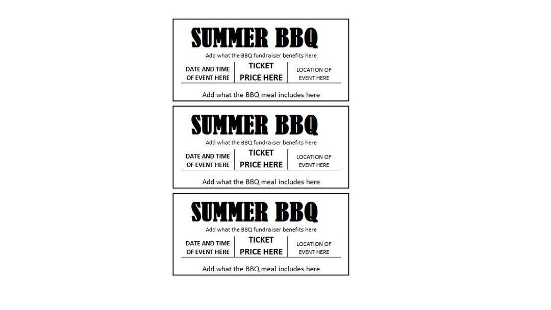 Fundraiser Ticket, Summer BBQ Fundraiser Ticket, Summer BBQ Fundraiser ...
