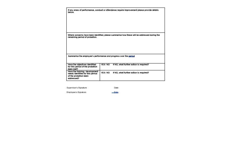 90 Day Probation Form Template, New Hire Probation Form, Probation Form ...
