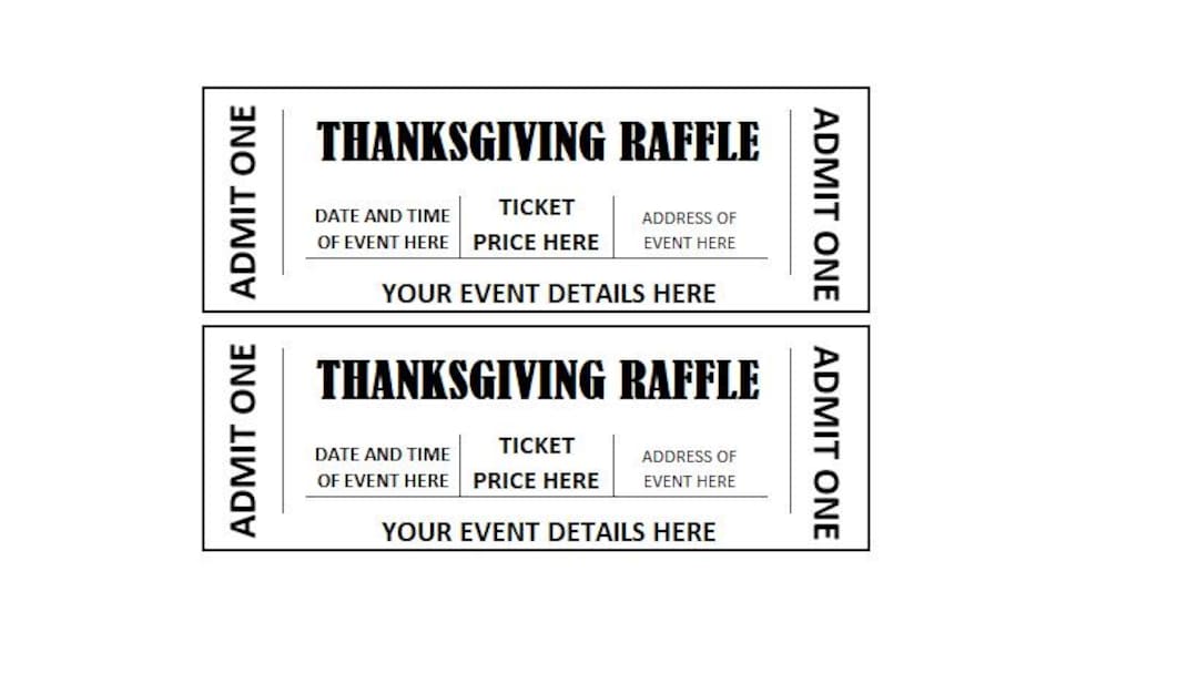 Editable Thanksgiving Raffle Ticket, Event Ticket Printables, Editable ...