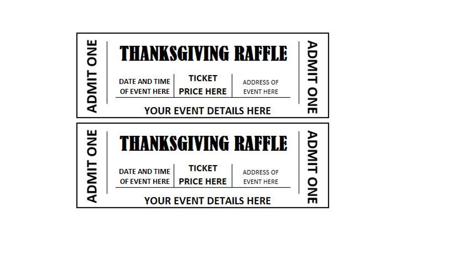 Editable Thanksgiving Raffle Ticket, Event Ticket Printables, Editable ...
