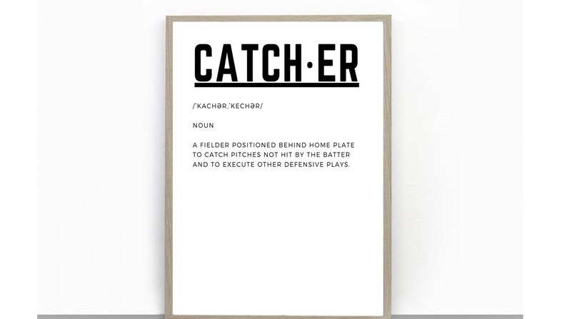 Catcher Definition, Baseball, Baseball Decor, Definition Print, Sports ...