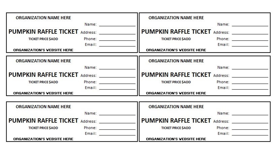 Editable Pumpkin Raffle Ticket, Pumpkin Raffle, Enter to Win Printable ...
