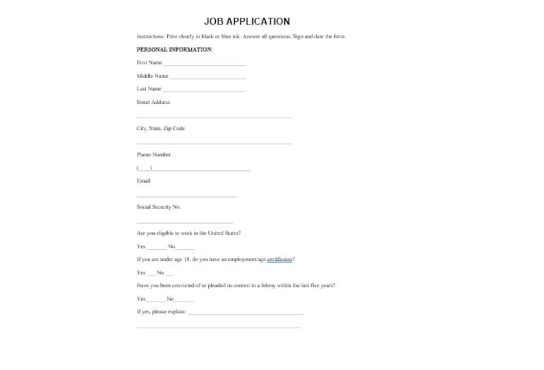 Employee Job Application, Job Application Template, Job Template, Word ...