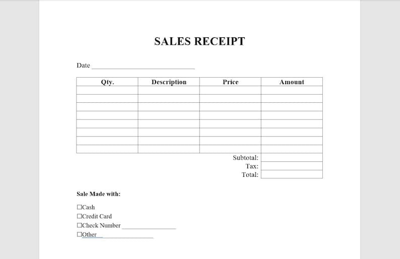 Sales Receipt Template, Sales Receipt, Receipt Template, Word Template ...