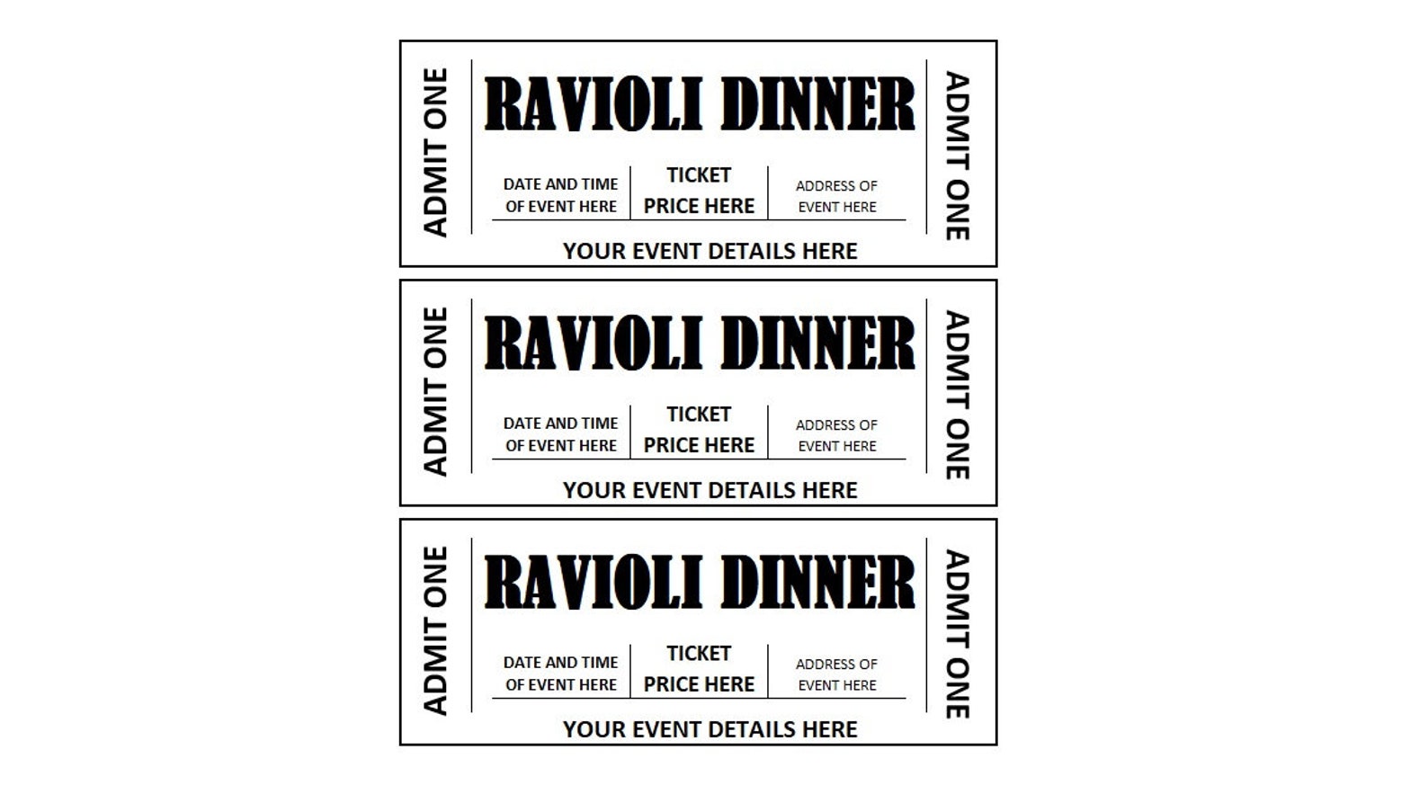 Editable Ravioli Dinner Event Ticket Ravioli Dinner Ticket - Etsy