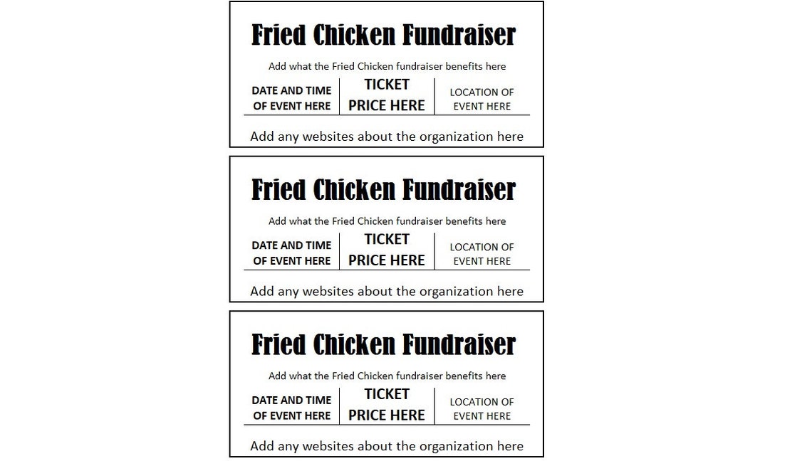 Fundraiser Ticket, Fried Chicken Fundraiser Ticket, Fried Chicken ...