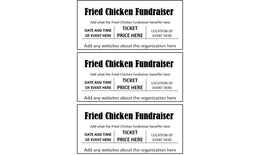 Fundraiser Ticket, Fried Chicken Fundraiser Ticket, Fried Chicken ...
