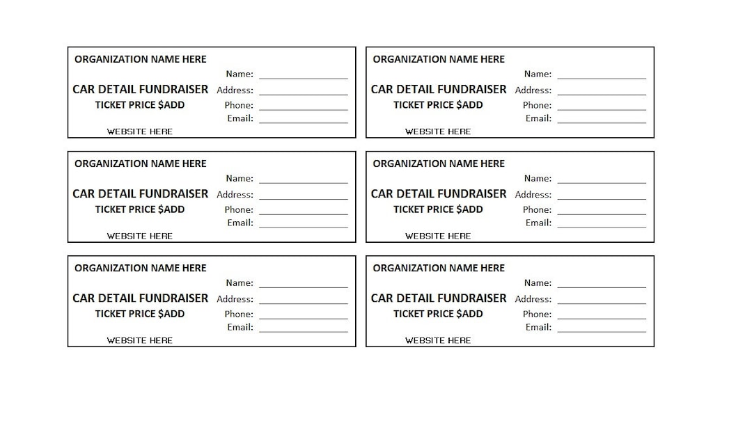 Car Detail Printable Funraiser Ticket, Editable Car Detail Fundraiser ...
