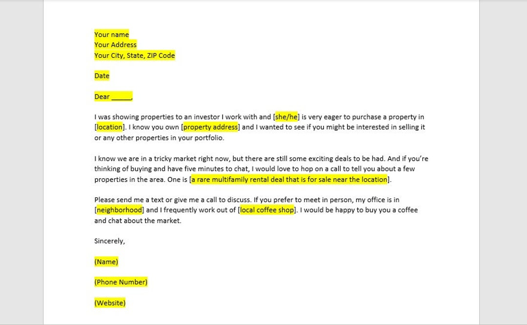 Real Estate Listing Pitch Prospecting Letter Template, Real Estate ...