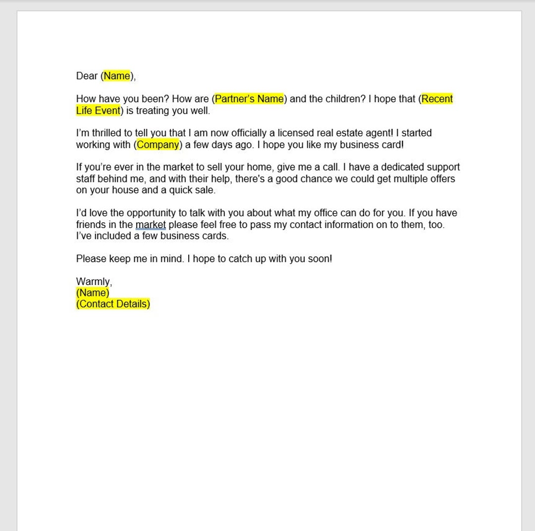 Real Estate Lead Letter Template, Real Estate Lead Letter, Real Estate ...