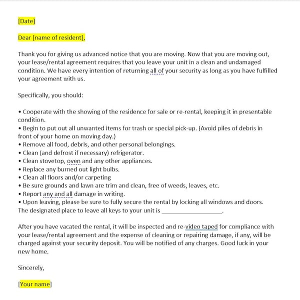 Move Out Letter - Etsy