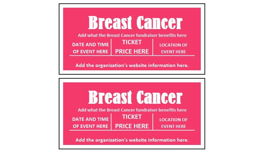 Fundraiser Ticket, Breast Cancer Fundraiser Ticket, Cancer Fundraiser ...