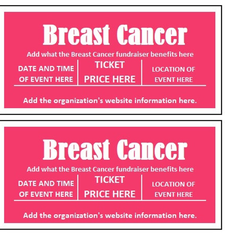 Cancer Fundraiser Ticket Template - Etsy