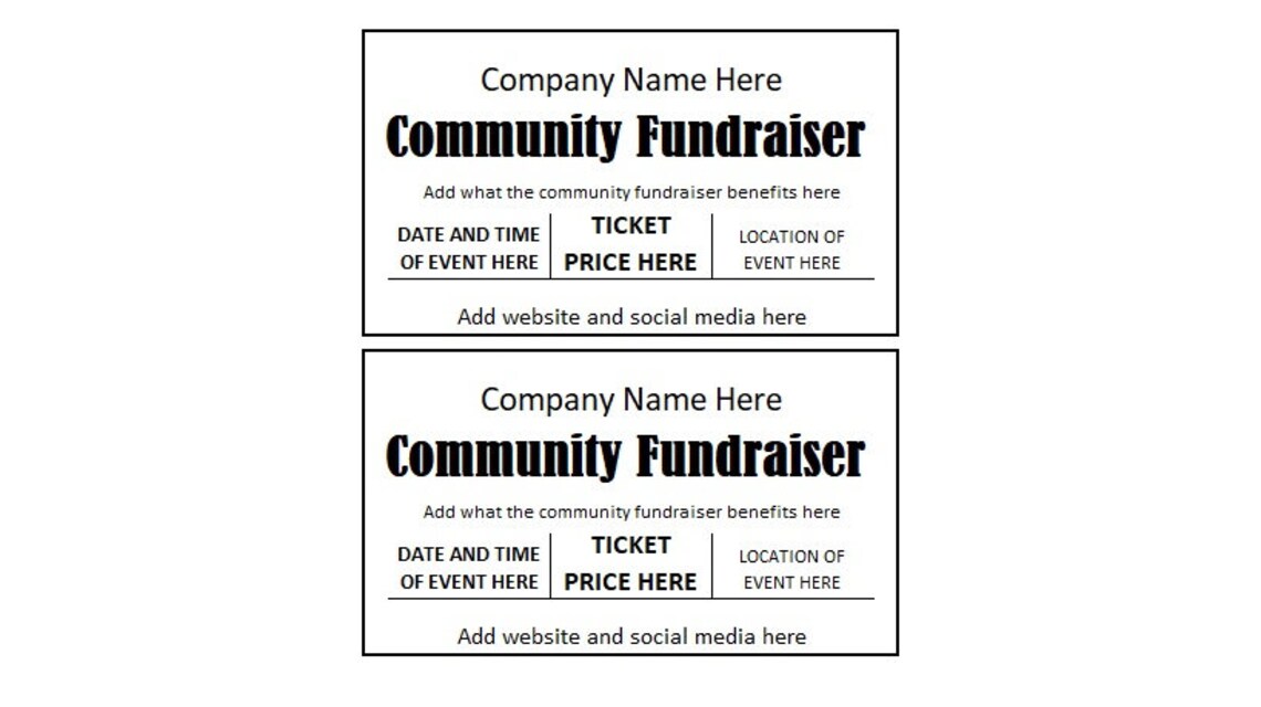 Editable Community Fundraiser Ticket, Community Fundraiser Ticket ...