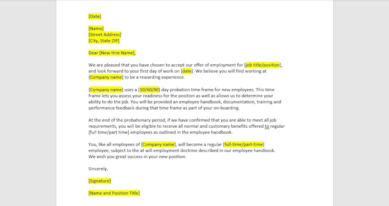 New Hire Probation Letter Template, New Hire Probation Letter, New Hire ... New Hire Probation Letter Template, New Hire Probation Letter, New Hire ...