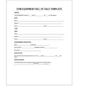 Editable Gym Equipment Bill of Sale Template, Editable Bill of Sale ...