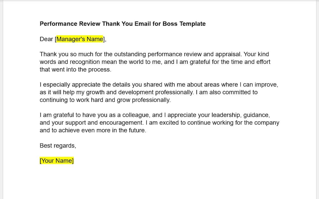 Performance Review Thank You Email Template, Thank You Email, Thank You ...